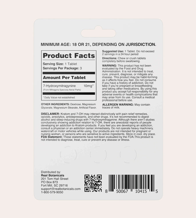 7-Hydroxymitragynine Tablets: 7-OH Kratom | Real Botanicals